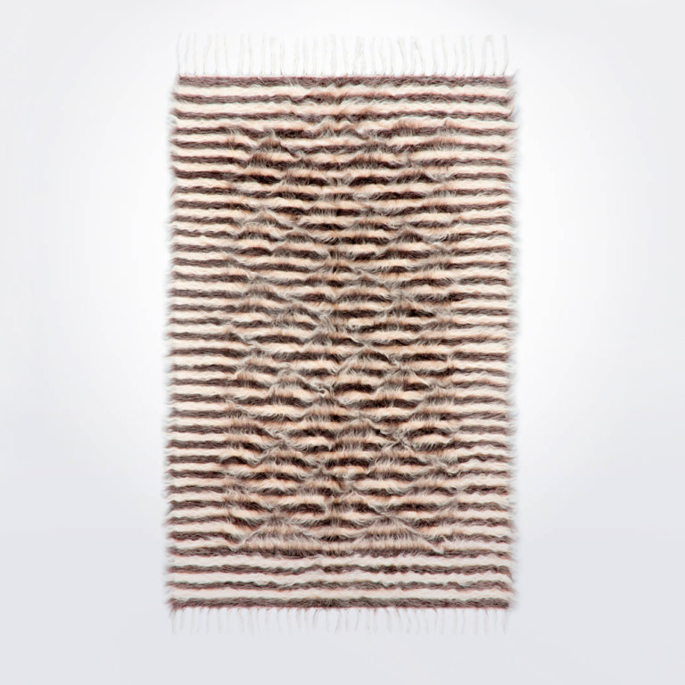 Natural & Turquoise Leaf Wool Rug | Maison Numen